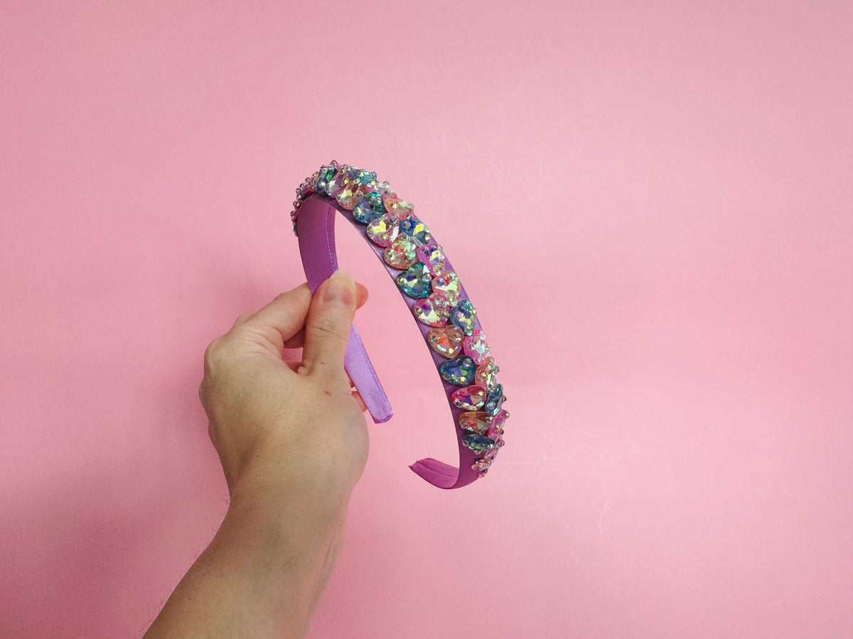 Sparkling Sunset Rainbow Heart Headband /Crown - Purple Base – A ...